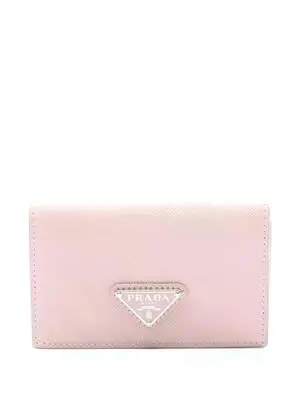 Prada 2010s Saffiano Triangle-logo Card Case - Pink