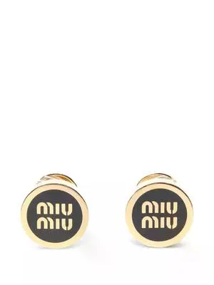 Miu Miu Logo-embellished Stud Earrings - Gold