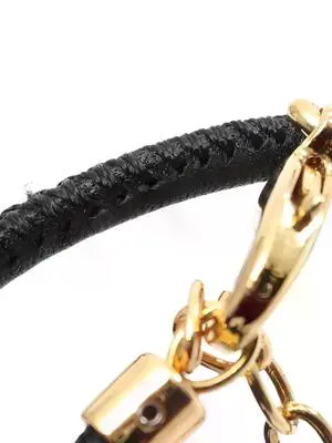 Fendi Leather Bracelet With Logo Charm