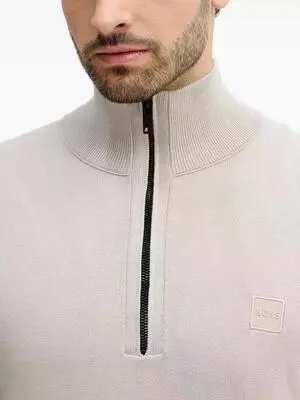 BOSS Mock Neck Zip Sweater