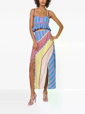 Celiab Souci Striped Slit Skirt