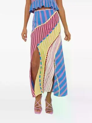 Celiab Souci Striped Slit Skirt