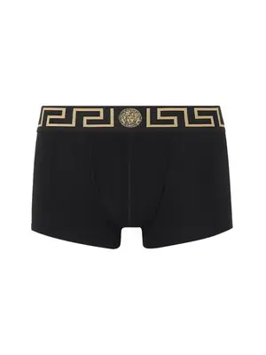 Versace Boxer Shorts With Greek - Grey