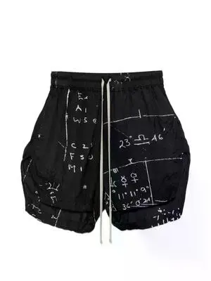 Rick Owens Drawstring Printed Shorts - Black