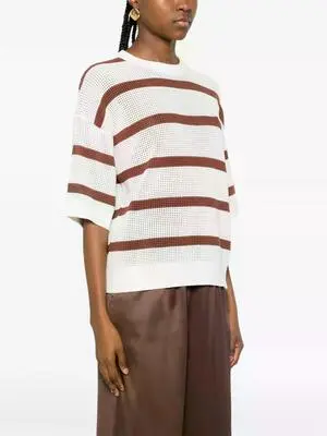 Brunello Cucinelli Striped Perforated Sweater