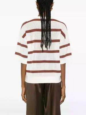 Brunello Cucinelli Striped Perforated Sweater