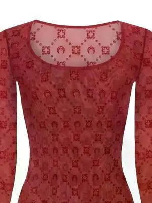 MARINE SERRE Moonogram Mesh Long Sleeve Top - Red