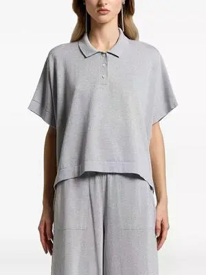 Peserico Buttoned Short-sleeve Polo Top - Grey