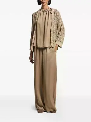 Peserico Sequined Cotton Ribbon Cardigan - Neutrals