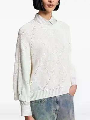 Peserico Diamond Knit Crew-neck Sweater - Neutrals