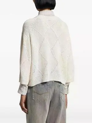 Peserico Diamond Knit Crew-neck Sweater - Neutrals