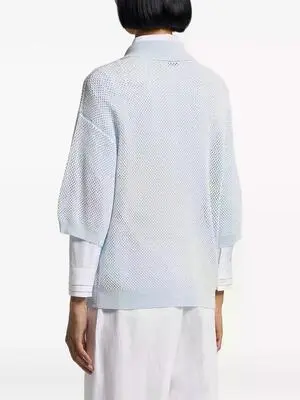 Peserico Sequinned Cotton Yarn Polo Shirt - Blue