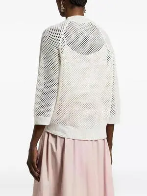 Peserico Sequined V-neck Open Knit Sweater