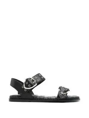 BLAUER. Buckle Eyelet Leather Sandals
