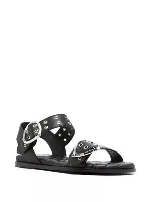BLAUER. Buckle Eyelet Leather Sandals
