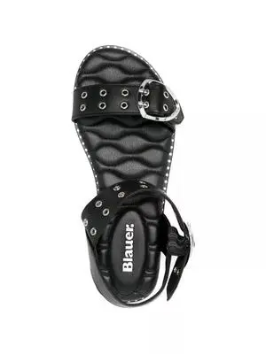 BLAUER. Buckle Eyelet Leather Sandals