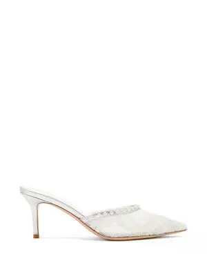 NICOLI Lace Mules With Pearl Embellishments