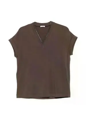 Brunello Cucinelli V-neck T-shirt - Brown
