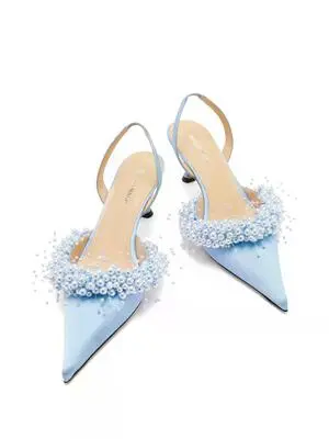 Mach & Mach Pearl Embellished Slingback Pumps