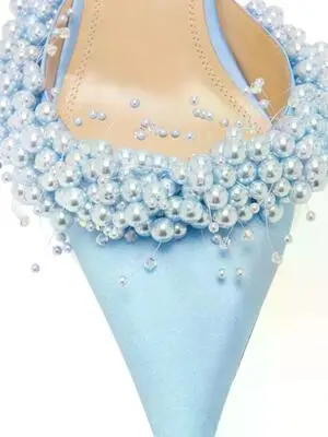 Mach & Mach Pearl Embellished Slingback Pumps