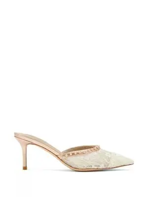 NICOLI Lace Mules With Pearl Embellishments