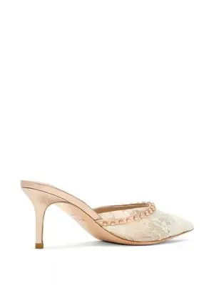 NICOLI Lace Mules With Pearl Embellishments
