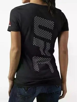REEBOK Graphic Print V-neck T-shirt