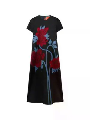 La DoubleJ Peonies Jacquard Swing Dress - Black