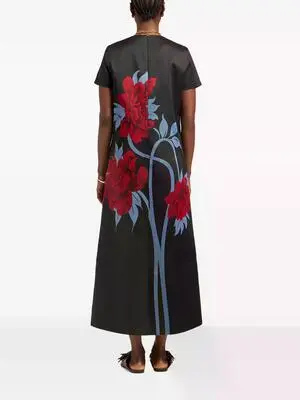 La DoubleJ Peonies Jacquard Swing Dress - Black
