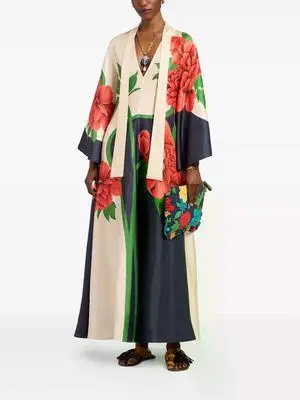 La DoubleJ Floral Tie Maxi Dress - Neutrals