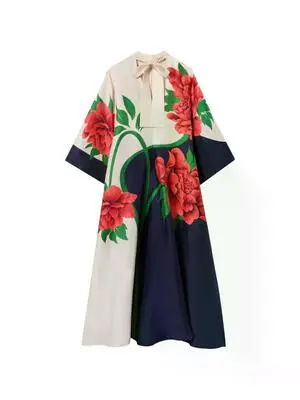 La DoubleJ Floral Tie Maxi Dress - Neutrals