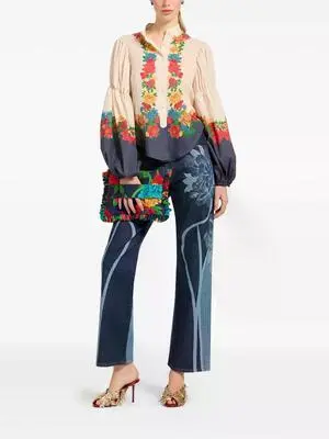 La DoubleJ Floral Print Straight Leg Jeans