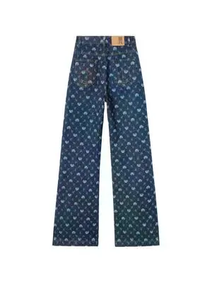 La DoubleJ Check Print Wide Leg Jeans