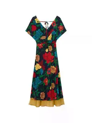 La DoubleJ Floral A-line Foyer Dress - Blue