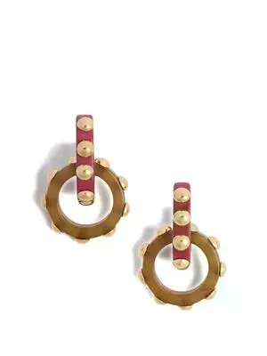 La DoubleJ Studded Hoop Earrings - Brown