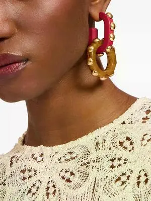 La DoubleJ Studded Hoop Earrings - Brown