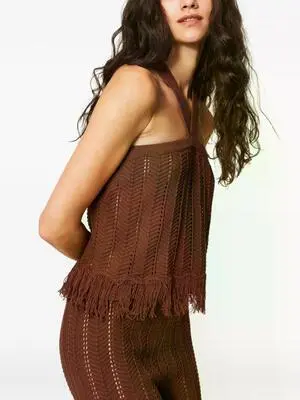 TWINSET Fringed Knitted Halterneck Top