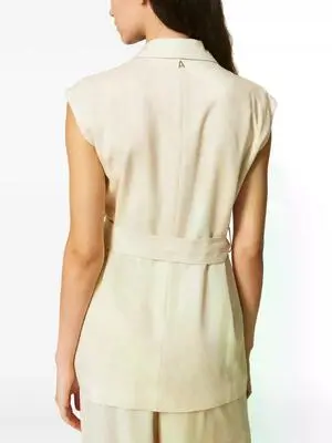 TWINSET Sleeveless Jacket With Print And Belt - Neutrals