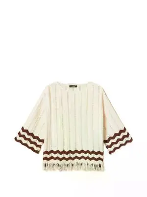 TWINSET Zigzag-print Fringed Top