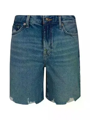7 For All Mankind Distressed Denim Shorts - Blue