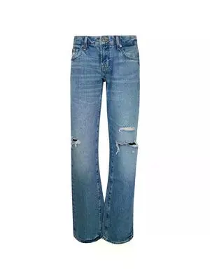 7 For All Mankind Low Straight Distressed Jeans - Blue