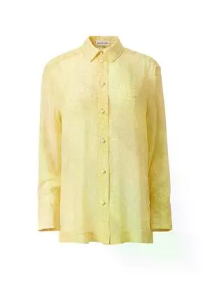 MIA PECULIAR Pearl-button Crocodile-print Shirt - Yellow