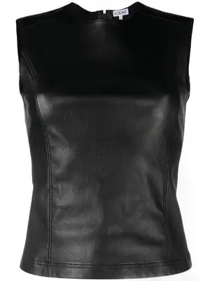 Loewe Round-neck Sleeveless Lambskin Top