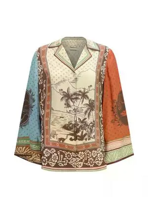 ALEMAIS Alberta Graphic-print Shirt - Neutrals