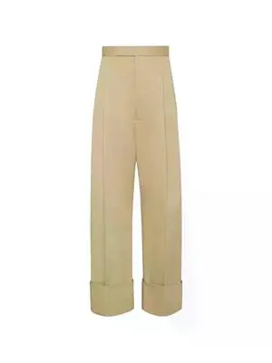 Thom Browne Cotton Gabardine Double Pleat Trousers - Neutrals