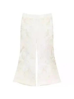 Zimmermann Cropped Floral-print Flared Trousers