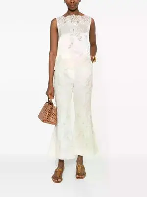 Zimmermann Cropped Floral-print Flared Trousers