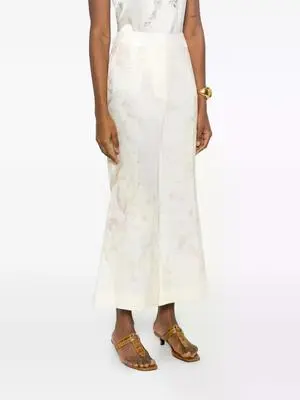 Zimmermann Cropped Floral-print Flared Trousers