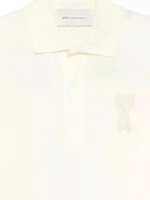 AMI Paris De Coeur Cotton Polo Shirt - Neutrals