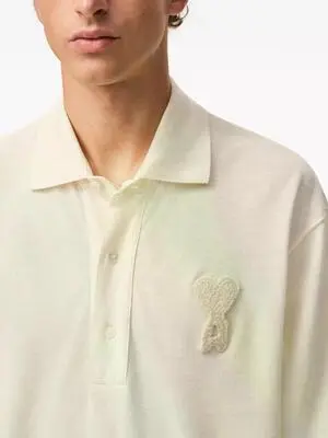 AMI Paris De Coeur Cotton Polo Shirt - Neutrals